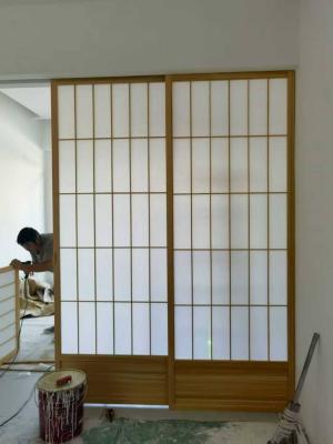 China Plaid Wood Door Translucent Japanese Sliding Shoji Paper Screen Door Washi Paper Classic Room Divider Solid Wood for sale
