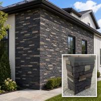 China PU Stone External Corner 300x150x220mm Culture Stone Veneer Faux Rock Wall Panel Cladding for Villa House Exterior Facade for sale