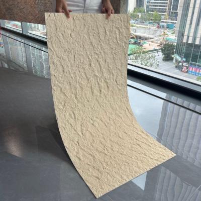 China A Grade Fireproof MCM Soft Stone Flexible Stone Cladding Curved Wall Bendable Decorative Stone Panel Big Slab Outdoor Hotel Mall for sale