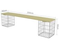 China Galvanized Steel Welded 200cm Gabion Basket Bench With Pine Wood Boards for sale
