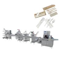 China Disposable Spoon Knife Fork Wet Wipe Tableware Four Sides Seal Automatic Packing Machine for sale