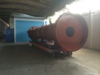 China 20m Bus Spray Booth Two Side Wall Extraction Gas Burner Heating Rock Wood for sale