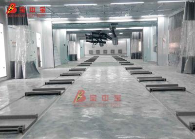 China Custom Auto Maintenance Spray Booth Line 6900×4000×2650mm with 48 Trolleys & Electric Rolling Doors for sale