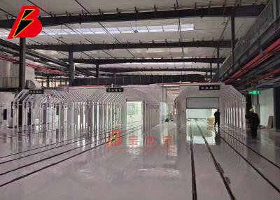 China Multi Station Metal Plate Painting Assembly Line with 48 Trolleys and 247.8m Track System for Car Repair Spray Booth for sale