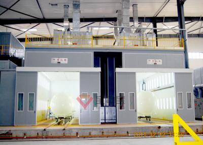 China Custom Industrial Spray Paint Booth System with 50-150°C Oven & 6 DEVELBISS Guns for Military Factory Applications for sale