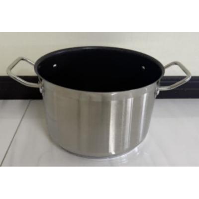 China 24cm IH Compatible SS Composite-Base Curry Stock Pot, Three-Layer Fluorine Coated Large Soup Pot, Cooking Baking Tools Kitchen Accessories Bulk for sale