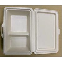 China Pulp 2-Compartment Disposable Food Packaging 344 * 246 * 50.5mm Sugarcane Clamshell, High 20GP for sale