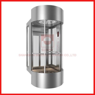 China 800kg 1.0m/S Machine Roomless Panorama High Speed Elevator Lift for sale