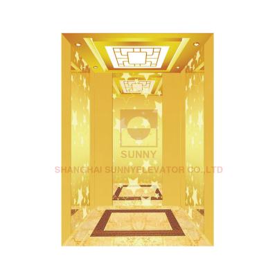 China PVC Floor Elevator Cabin Decoration Titanium Gold Hairline Stainless Steel for sale