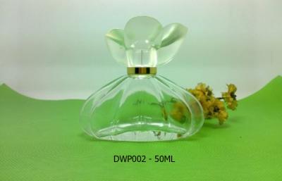 China Clear Ribbed 50ml Cosmetic Glass Bottle Perfume Glass Bottle With c / w K-resin Cap for sale