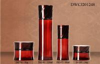 China Red Empty Cream Glass Bottles And Jars 120ml With Plastic Caps DWCJ201248 for sale