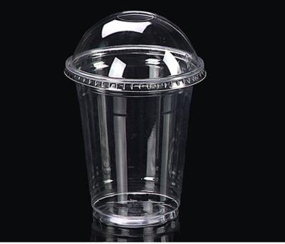 China 10oz 300ml Disposable Plastic Cups With Straws For Ice Coffee for sale
