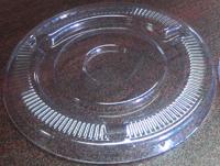 China Plastic Clear Disposable Cup Lids Flat Shape With 92mm Diameter for sale