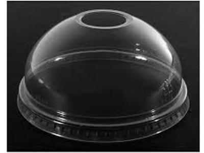 China 98mm Semi Round Disposable Cup Lids With Clear Plastic Dome Lid for sale