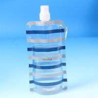 China Reusable Stand Up Plastic Water Bag For Travel BPA Free With Convenient Carabiner for sale
