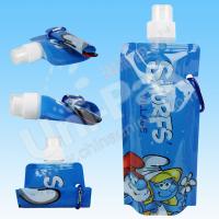 China Reusable Stand Up Plastic Water Bag For Travel BPA Free With Convenient Carabiner for sale