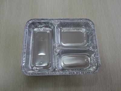 China High temperature sterilization food aluminum storage containers / 3 - Compartment For Fast Food for sale