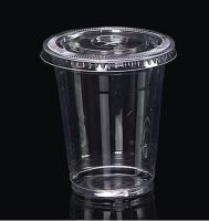 China 10oz 300ml Disposable Plastic Cups With Straws For Ice Coffee for sale