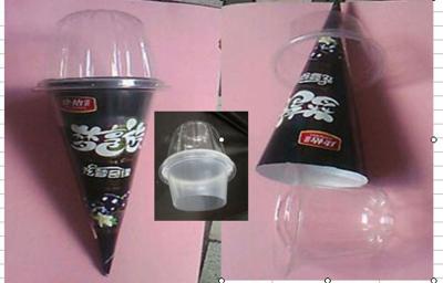China 200ml Plastic Lid Disposable Ice Cream Cups Paper With Cone Shape for sale