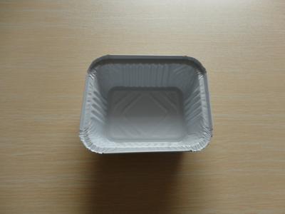 China Rectangle Aluminium Foil Containers With Lid For Food Storage white coated 450ML for sale