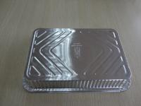 China Disposable Aluminium Foil Food Containers Rectangle With Cardboard Lid for sale