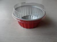 China 150ml Baking Individual Foil Pie Dishes With Lid , Red Coated Round Shape for sale
