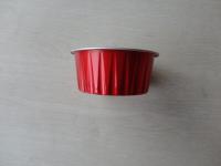China 150ml Baking Individual Foil Pie Dishes With Lid , Red Coated Round Shape for sale