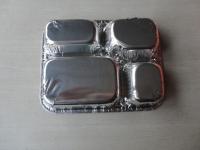 China Four Compartments foil takeaway containers / Aluminum Foil Boxes for Fast Food  With Lid for sale