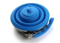 China Eco food grade 1.0 L collapsible silicone kettle With Stainless Steel Pot Bottom for sale