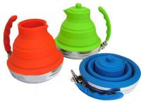 China Outdoor Sports Camping Colourful silicone folding kettle 1000 ML OEM / ODM for sale