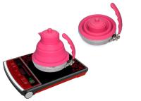 China Outdoor Sports Camping Colourful silicone folding kettle 1000 ML OEM / ODM for sale