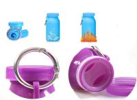 China Customized  Sports Foldable travel eco squeeze silicone water bottle 450ML for sale