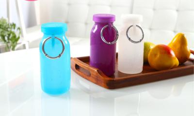 China Blue Color 14Oz Waterproof  food grade Silicone Water Bottle with Customized Logo for sale