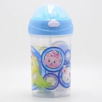 China 500ml Plastic Kids Water Bottle with Drinking Straw Lid for sale