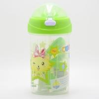 China 500ml Plastic Kids Water Bottle with Drinking Straw Lid for sale