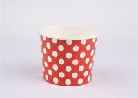 China Small Polka Dot 3oz / 4oz Compostable Paper Ice Cream Cups With Spoons for sale
