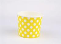 China Small Polka Dot 3oz / 4oz Compostable Paper Ice Cream Cups With Spoons for sale