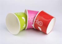 China Small Polka Dot 3oz / 4oz Compostable Paper Ice Cream Cups With Spoons for sale