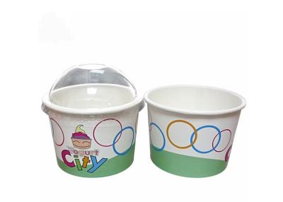 China Coloured Custom Frozen Yogurt Paper Ice Cream Cups 8oz / 12oz With Flexo Printing for sale