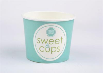 China Disposable Cute 4oz 100ml Paper Ice Cream Cups Blue With PET Dome Lid for sale