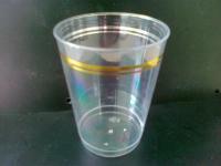 China 10 oz disposable plastic cup with gold rims for sale