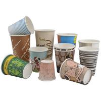 China Beautiful Striped PE Coated Paper Cup , Disposable Coffee Cups For Wedding for sale