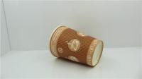 China Stylish Brown Hot Drink Paper Cups Insulated Disposable Coffee Cups With Lids for sale