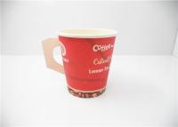 China Red Tea / Juice 8oz Compostable Pe Coated Paper Cup With Handle for sale