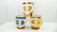 China Party 4.5oz 9oz Cold Drink Paper Cups Disposable Coffee Mugs With Handle for sale