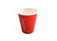 China 250ml Costa Coffee / Cold Drink Paper Cups Red With Flexo / Offset Printing for sale