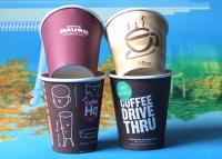 China Sing Wall 12oz 16oz Custom Printed Paper Cups , Purple / Red Disposable Espresso Cups for sale