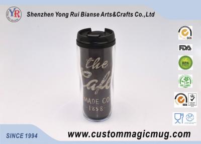 China V Shape Double Wall Drinking Plastic Coffee Cups With Lids 350ml 12oz for sale