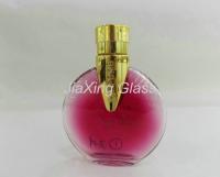 China New Luxury Perfume Glass Bottles Round Shape With Roll On Plastic Cap for sale