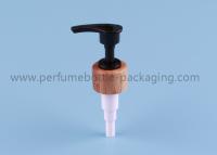 China Bamboo sheathed Closure 24 / 410  Lotion Pump Dispenser For Cosmetic Bottle for sale